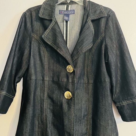 Baccini | Jackets & Coats | Baccini Womens Long Dark Denim Trench ...